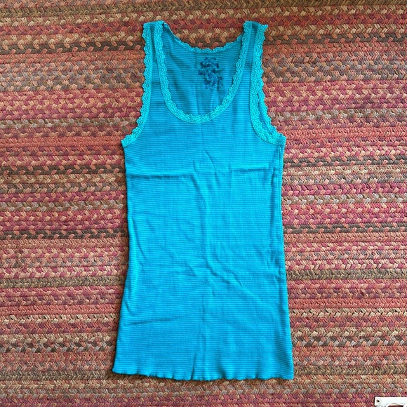 Vintage | Tops | Retro Y2k Rue 2 Blue Stripe Lace Trim Layering Tank ...